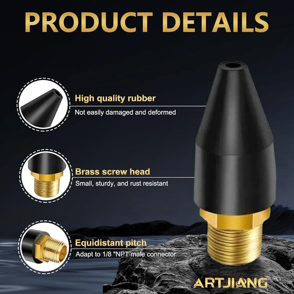 8PCS Black Rubber Air Tool For Air Nozzle Tip, Blow Gun Rubber Tip For ...