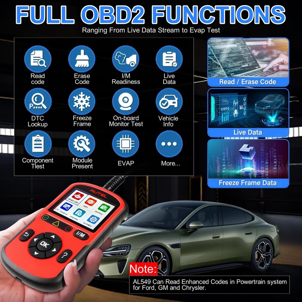 Autel AL549 OBD2 Scanner Code Reader with ABS Diagnostic & Battery Test ...