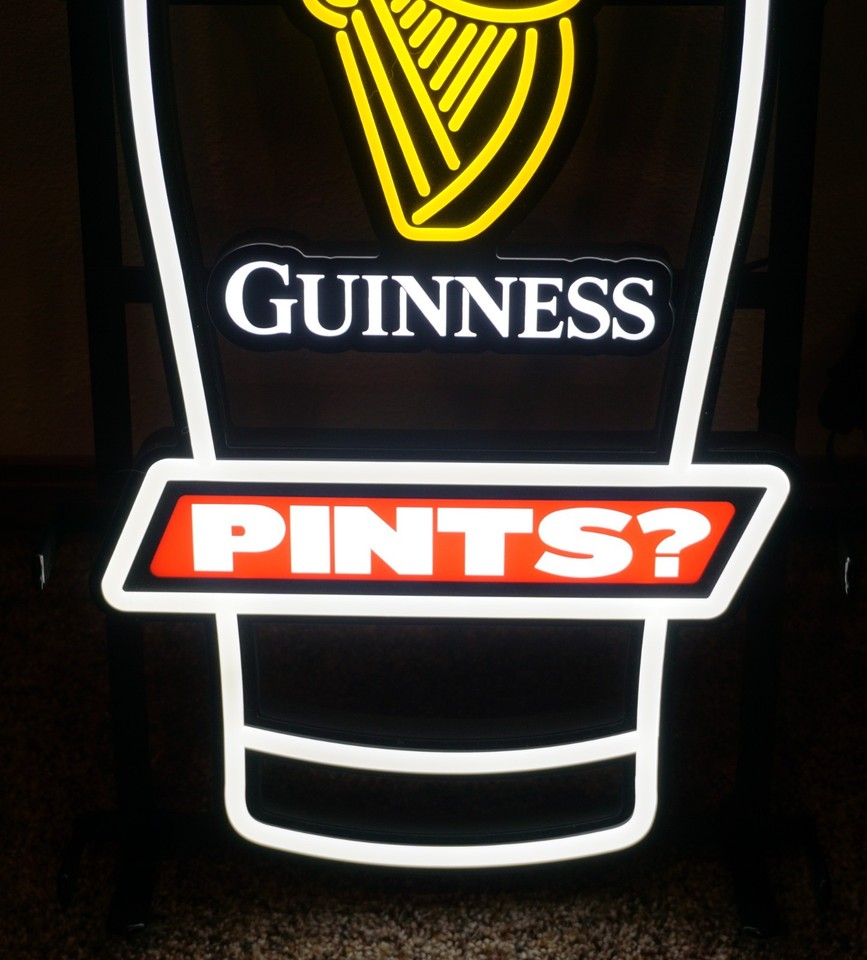 🌟GUINNESS PINTS LED Lighted Logo Sign Man Cave Sign Decor New | eBay