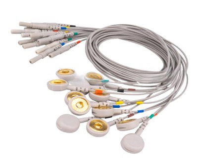 12pcs/1box Button Electrode Wire, 2.5m Cardiac Lead Wire Button ...