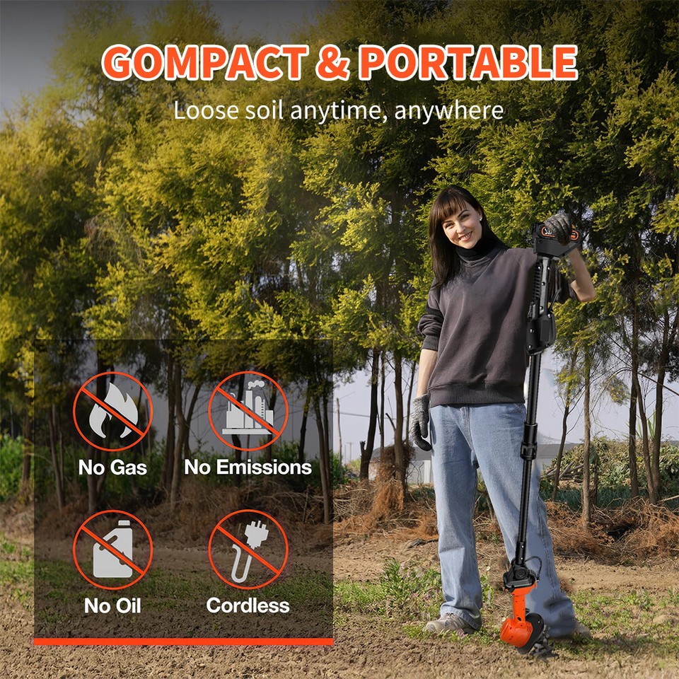 Cordless Electric Garden Tiller Cultivator Mini Rotary Hoe with ...