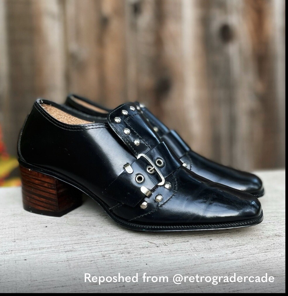 Trampeze Black Studded Leather Mod Winklepickers 1960… - Gem