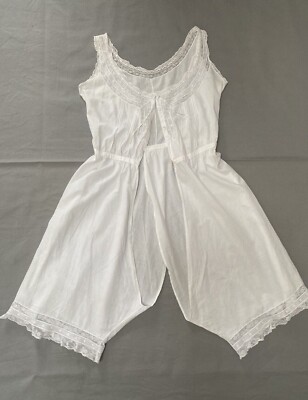 Original Vintage Victorian Cotton Combination Camiknickers Split Leg ...