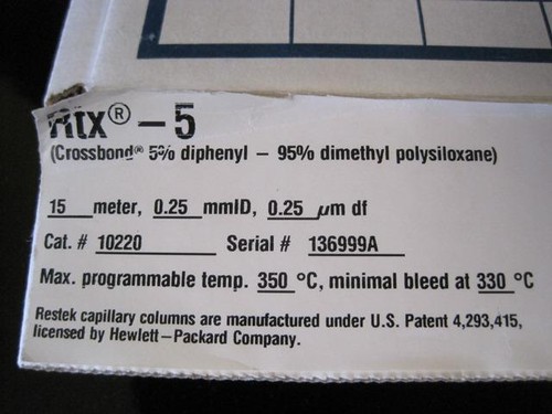 RESTEK RTX-5 CAT 50090-105 CHROMATOGRAPHY GC COLUMNS 50 M .32MM 5.0 UM ...