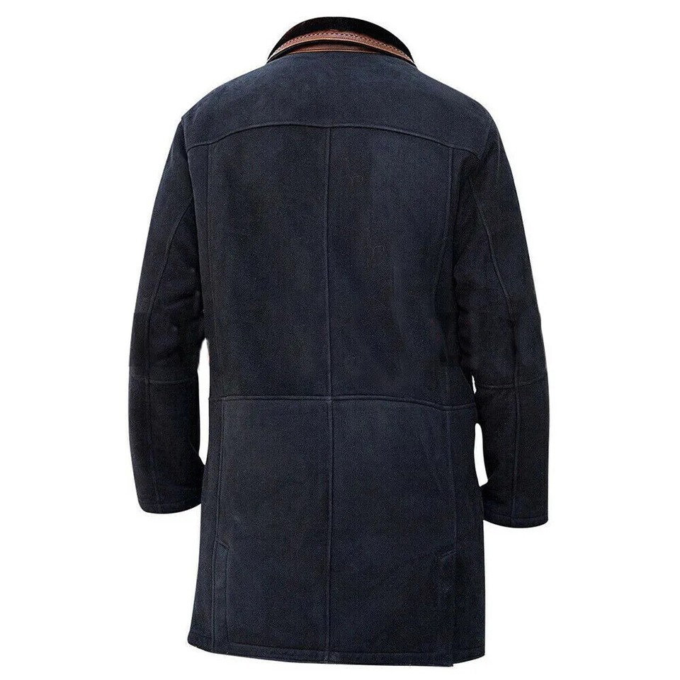 Men's Western American Cowboy Style, Cowhide Suede Leather Long Coat ...