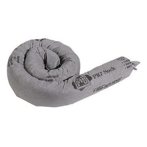 Pig Sorbent Socks Universal Absorbent 3x48in 30 Gal Spill Cleanup Gray ...