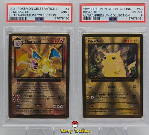 Pokémon CHARIZARD #4 & PIKACHU #58 | Celebrations UPC GOLD | PSA 9-8 ...