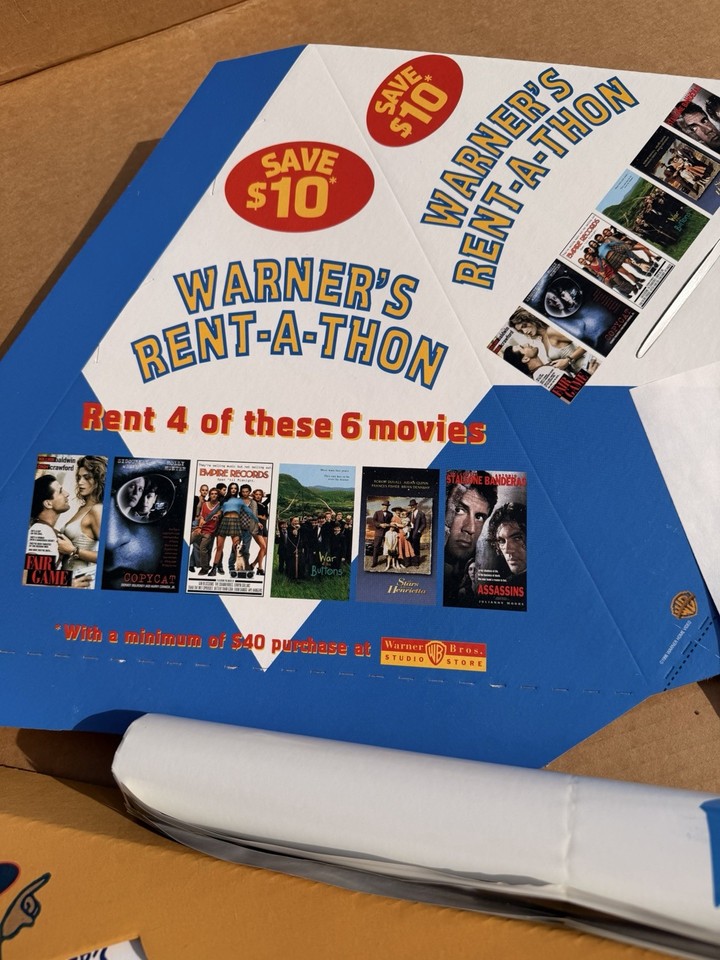 Vintage 1996 Warner Bros Rent-A-Thon Promo Kit In-Store Display Coupons ...