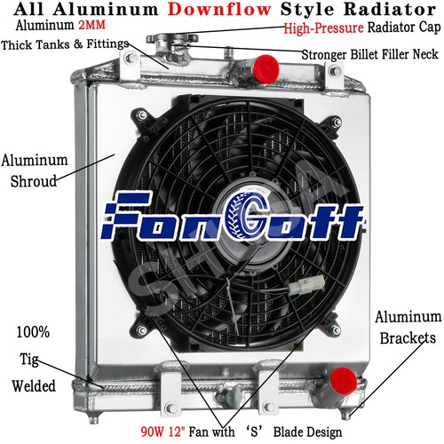 3 ROW RADIATOR+SHROUD FAN For 92-2000,92 HONDA CIVIC D15 D16 EK EG ...