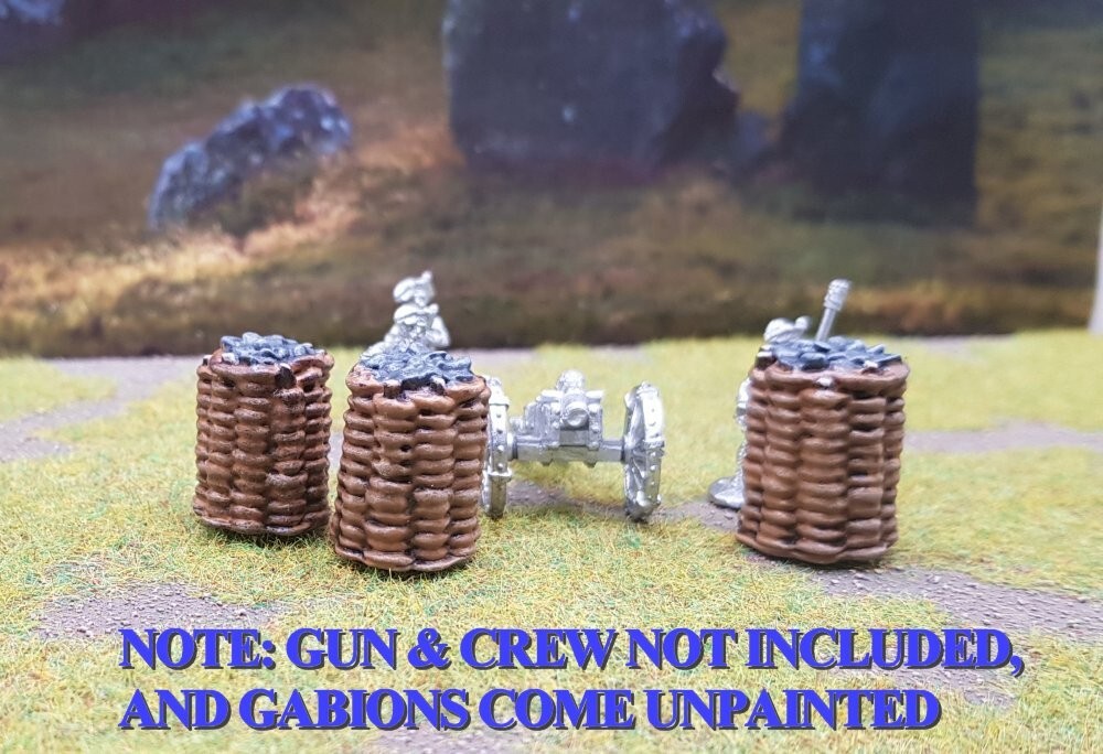 15mm MODEL DEFENSIVE GABIONS - PACK of 3, ALL SLIGHTLY DIFFERENT SIZES ...