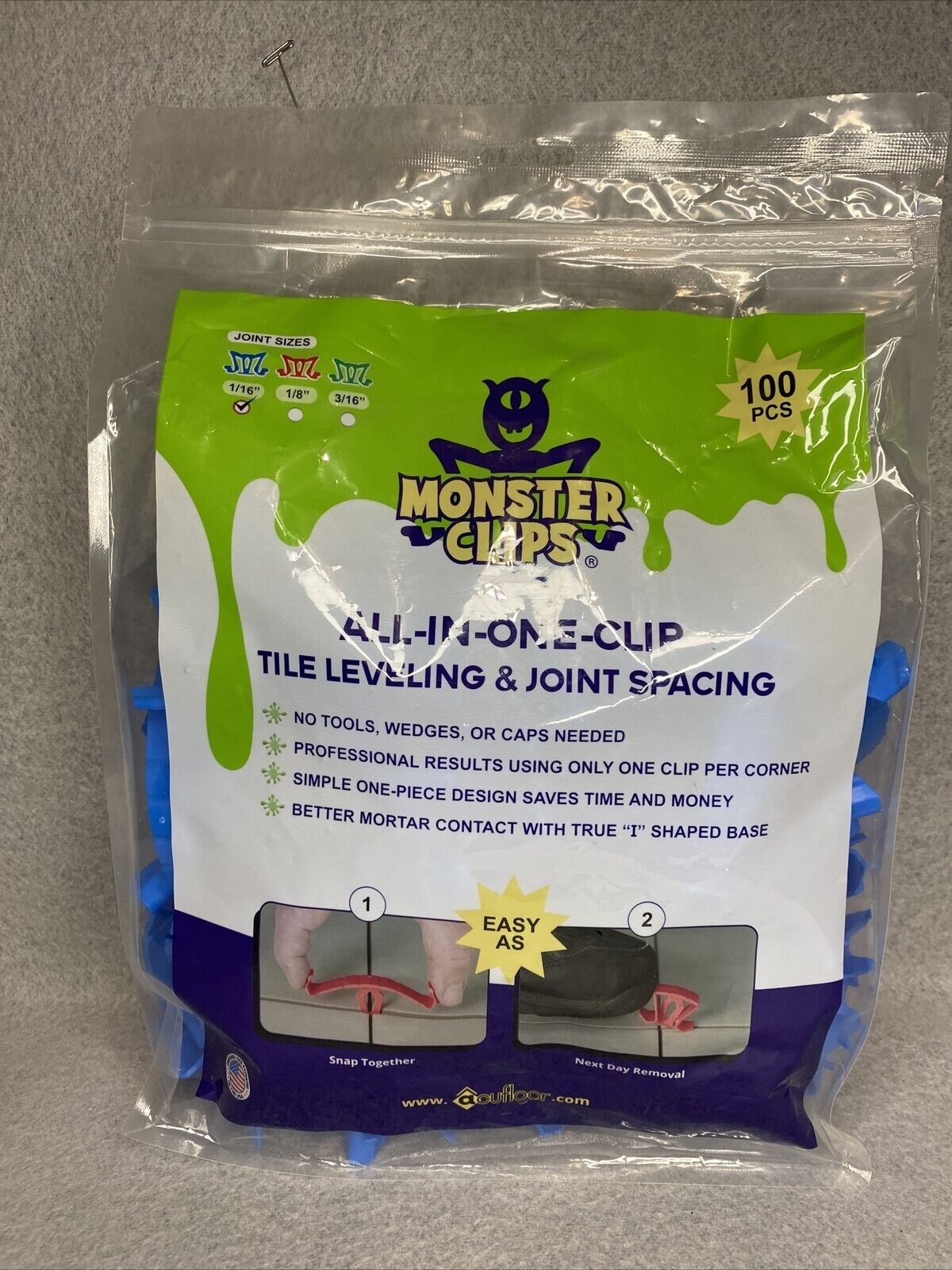 Acufloor Monster Clips 100-Pack 1/16-in Plastic Tile Spacer UPC ...