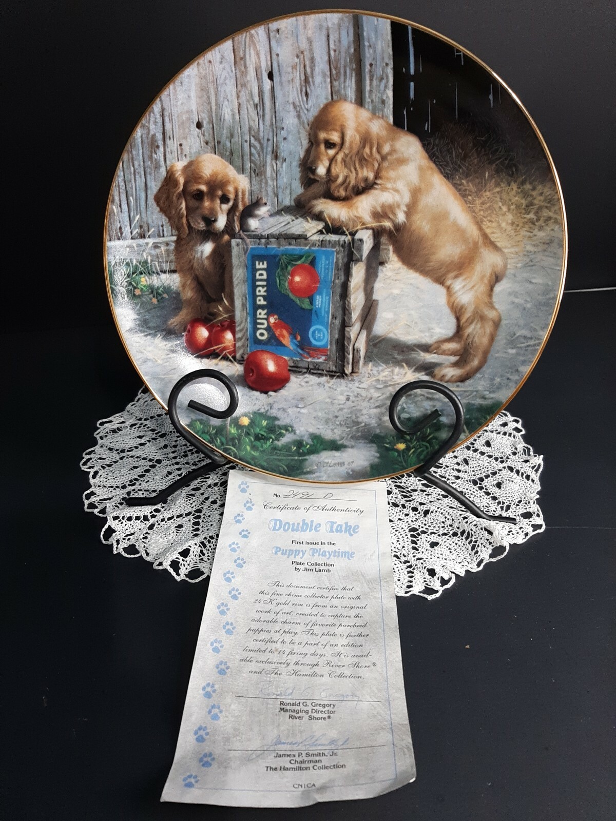 1987 Collectors Plate Double Take Puppy Playtime By Jim Lamb Cocker ...