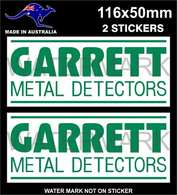 2 GARRETT METAL DETECTOR STICKERS PROSPECTING SLUICE BOX DREDGE GOLD ...