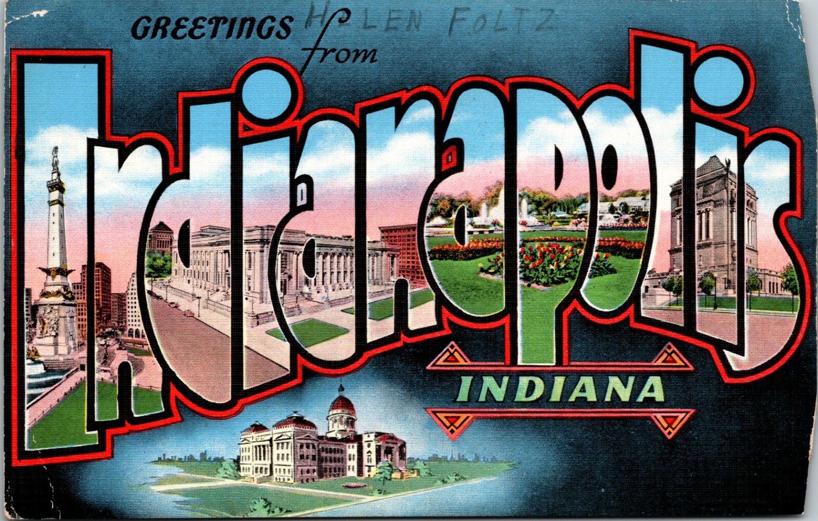 Indianapolis Indiana IN Large Letter Greetings Vintage Postcard | eBay