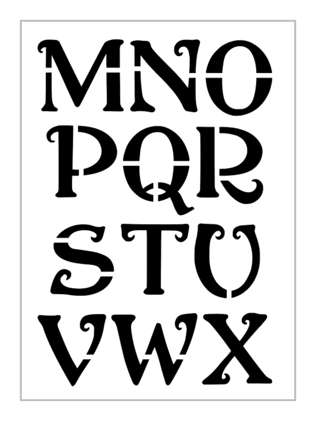 ROMANCE Alphabet Stencil 2 Inch Fancy Curl Love Font Letters Uppercase ...