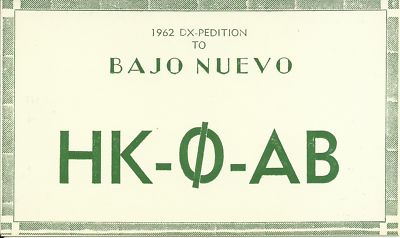 OLD VINTAGE HK-0-AB 1962 DX-PEDITION TO BAJO NUEVO AMATEUR RADIO QSL ...