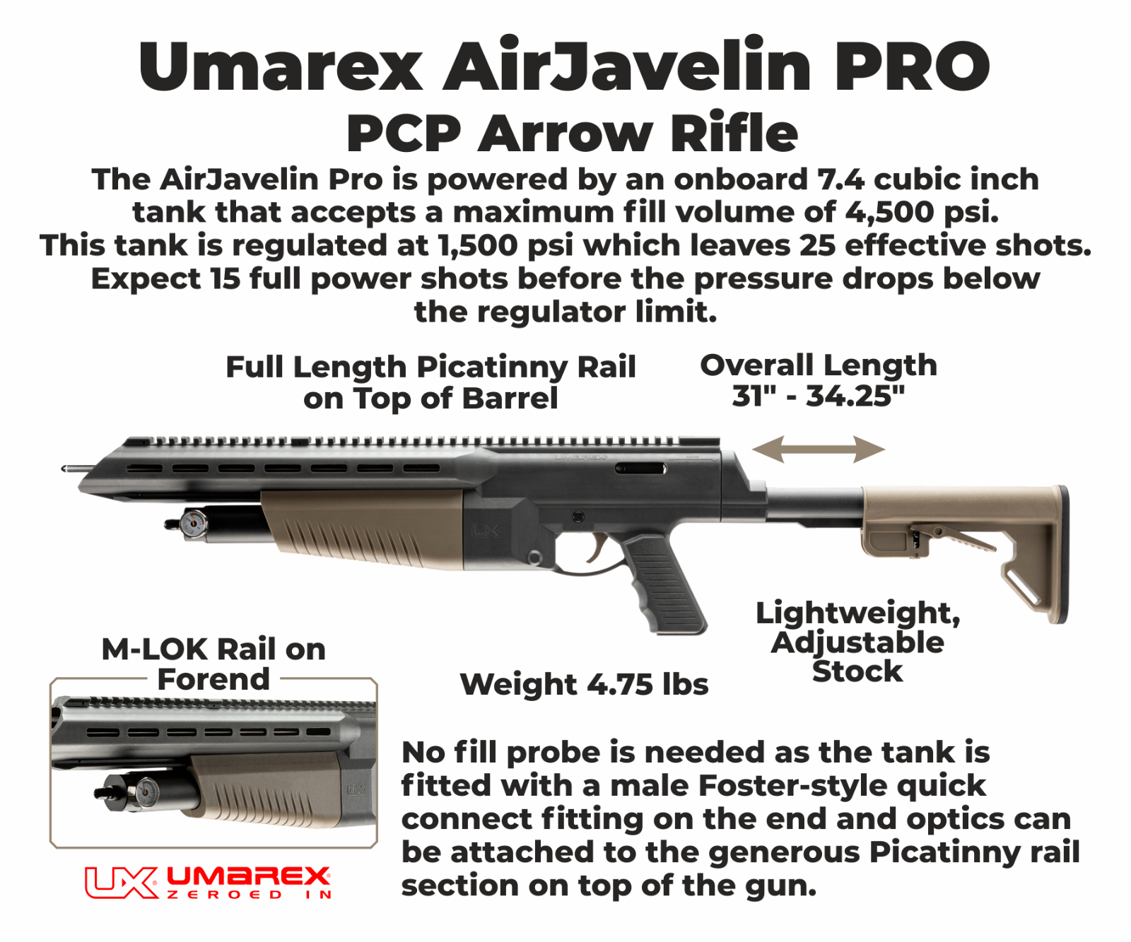 Umarex AirJavelin Pro Air Rifle Arrow Gun PCP + Arrows & 4x32 Scope ...
