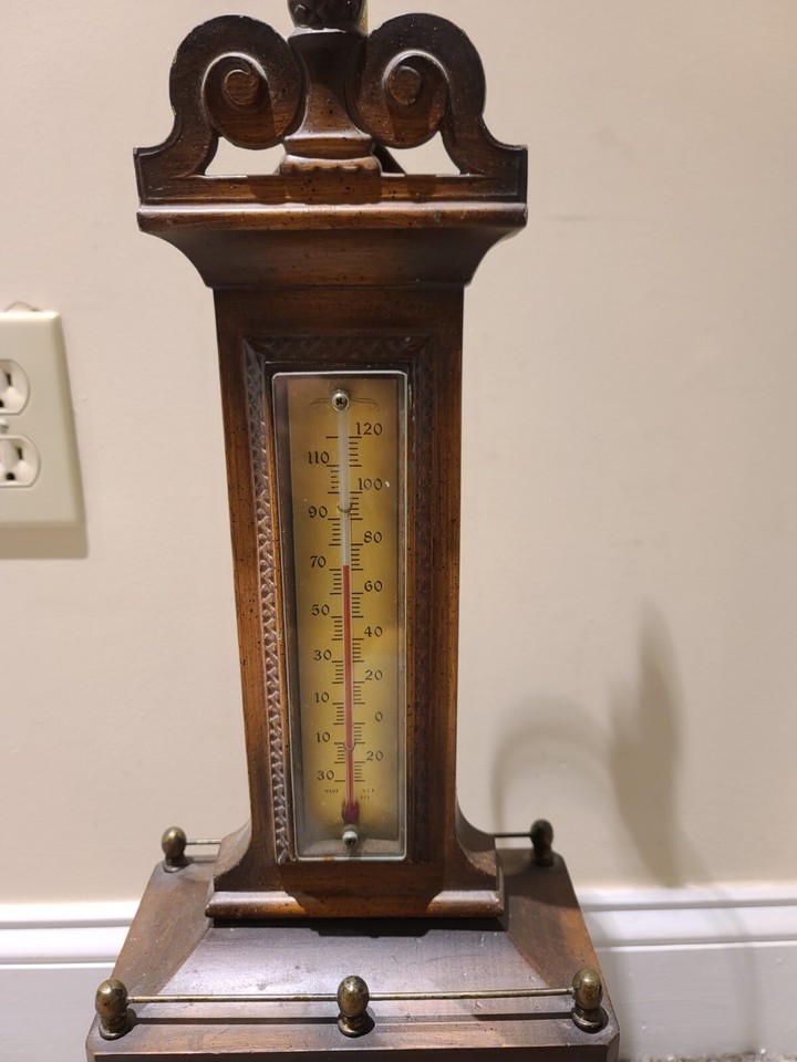 Large Vintage Walnut Wood & Brass Steamboat Electric Table Lamp with ...