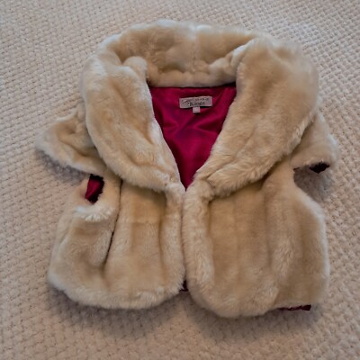 FAU FUR FULLY LINED CROPPED COLLARED WAISTCOAT JACKET CREAM/LIGHT BEIGE ...