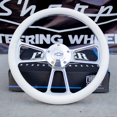 14" Billet Steering Wheel for Chevy GM Ford Dodge - White Wrap Chevy ...
