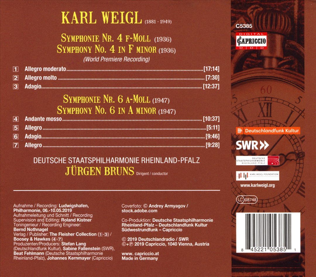 DEUTSCHE STAATSPHILHARMONIE RHEINLAND-PFALZ / JÜRGEN BRUNS KARL WEIGL: SYMPHONIE 845221053851| eBay