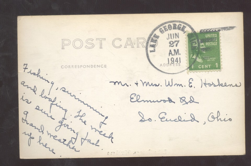 RPPC LAKE GEORGE MICHIGAN FISHING CATCH FISH 1941 VINTAGE REAL PHOTO ...