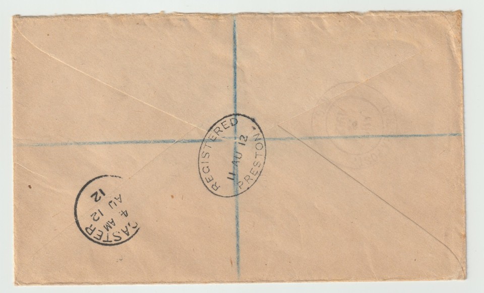 P87/40 BERMUDA 1912 SHIP 4d SG 42 CAT £16 USED ON REGISTERED COVER TO ...