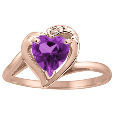 Heart Shaped Amethyst and Diamond Wedding/Engagement Ring For Women in ...