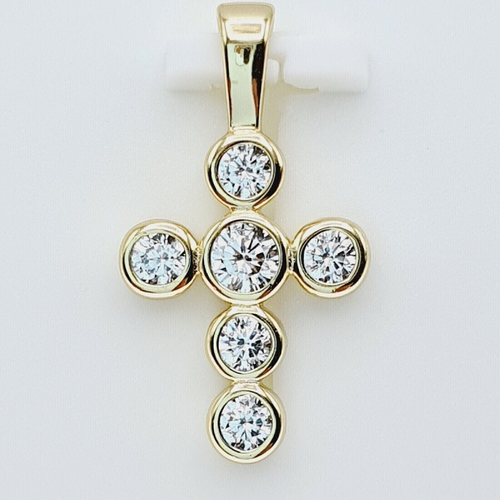 Christmas Sale 4 MM Round Moissanite Daily Wear Cross Pendant 14K ...