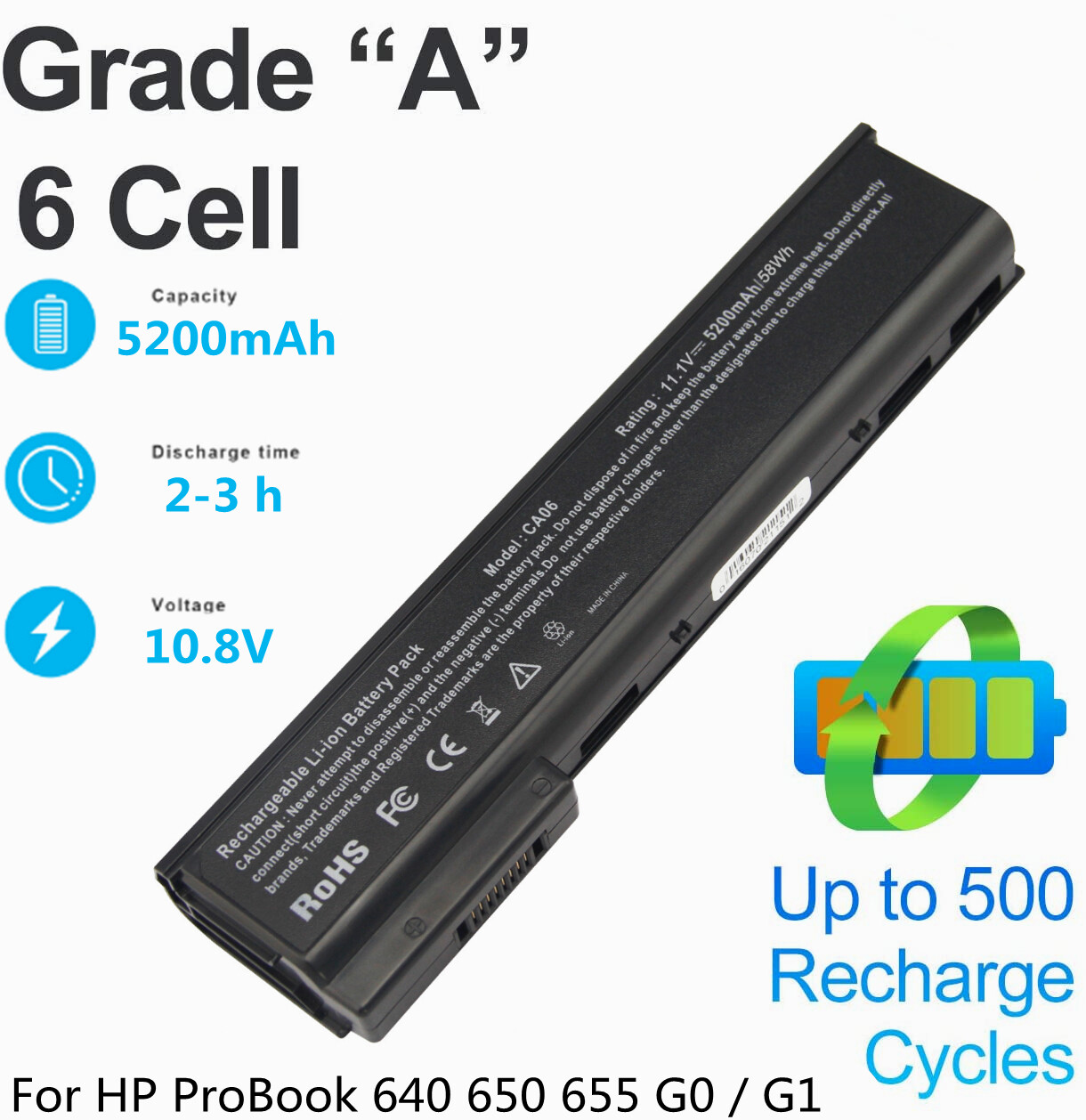 CA06 CA06XL Battery for HP ProBook 640 645 650 655 G0 G1 718755-001 ...