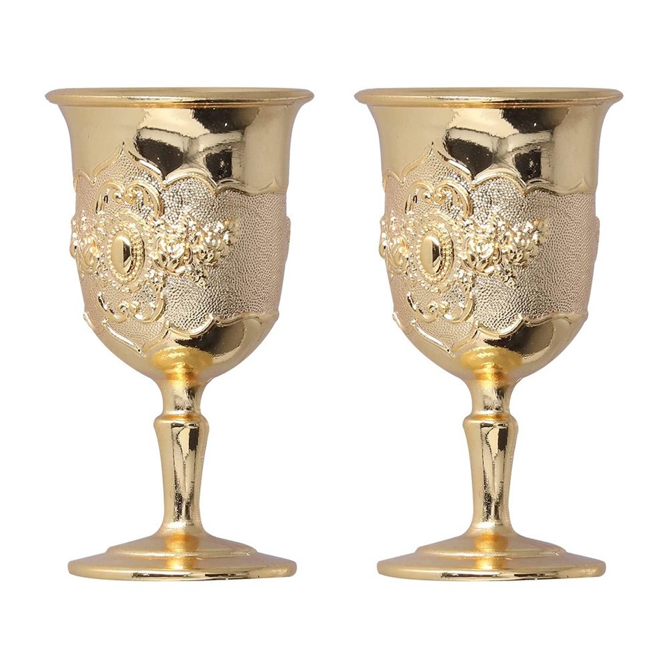 2 Pcs Metal White Wine Glass Gold Chalice Goblet Medieval Goblets ...