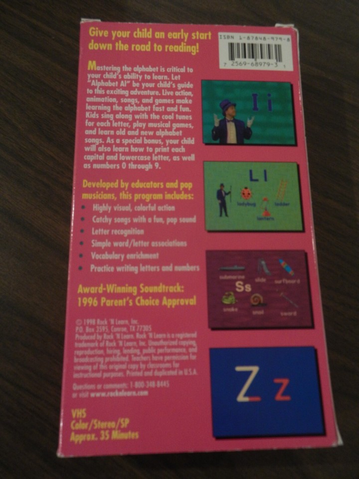 ROCK N’ LEARN ALPHABET AGES 2-5 EDUCATIONAL VHS KIDS 1998 PARENTS ...