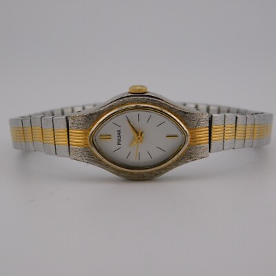 PULSAR V811-X031 Two Tone Quartz Analog Women's Watch Sz. 6 1/4" New ...