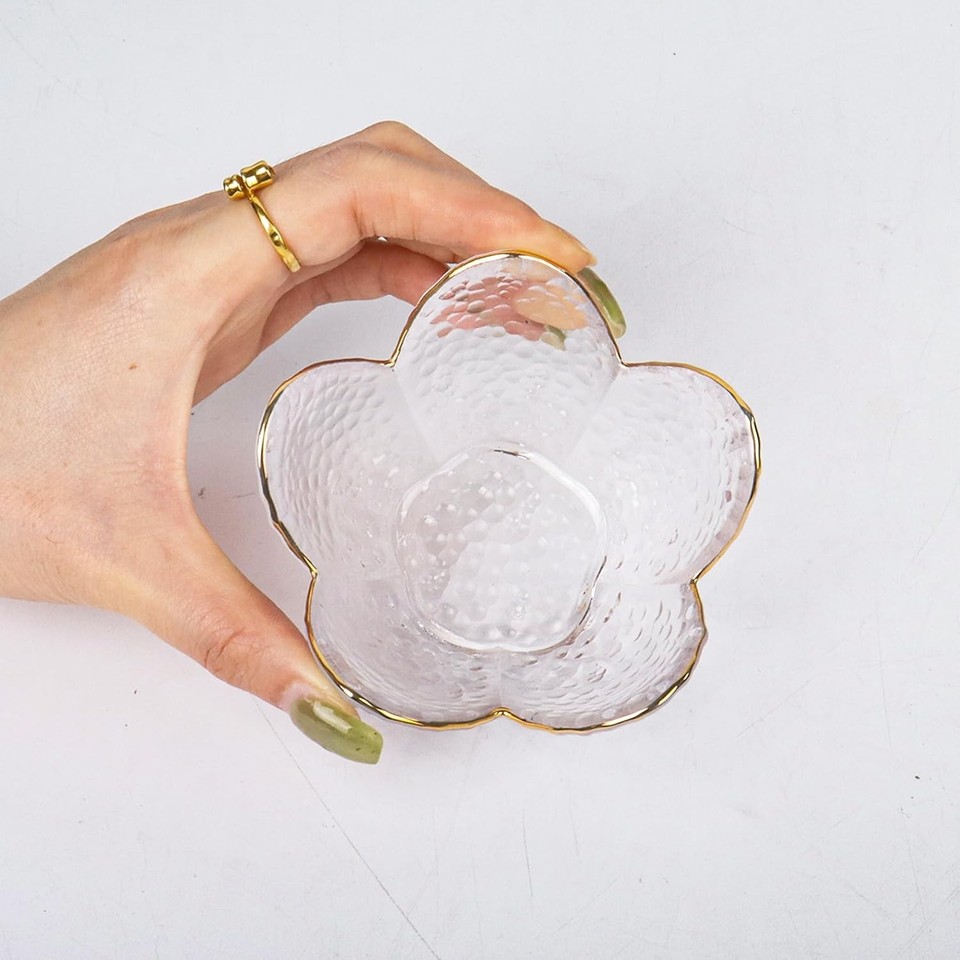 Nideen 2 Pack Jewellery Trinket Dish, 9× 9× 4.2 cm Glass Ring Dish ...