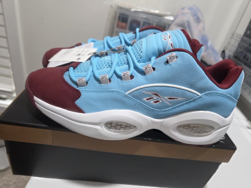 Size 12 - Reebok Question Low Phillies Burgundy and Powder Blue | eBay ...