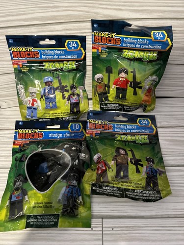 New Make It Blocks Lot Set of 4 Slime Zombies Fits All Leading Brands ...