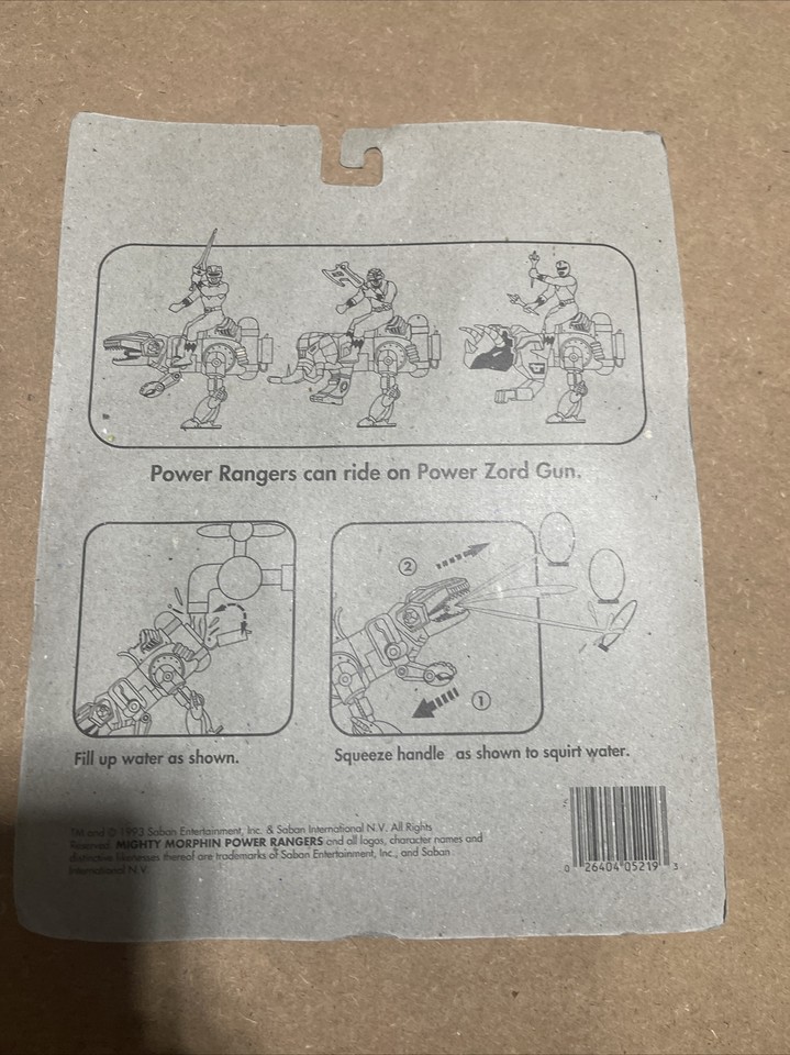 NOS Mighty Morphin Power Rangers Power Zord Water Blaster Black Water ...