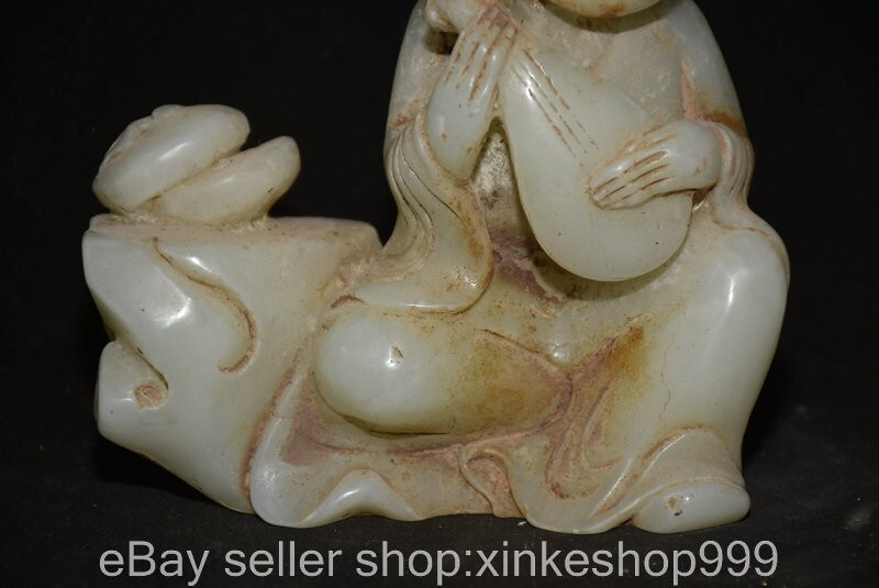 6.4" Chinese Natural White Jade Carved Beautiful woman People Statue | eBay