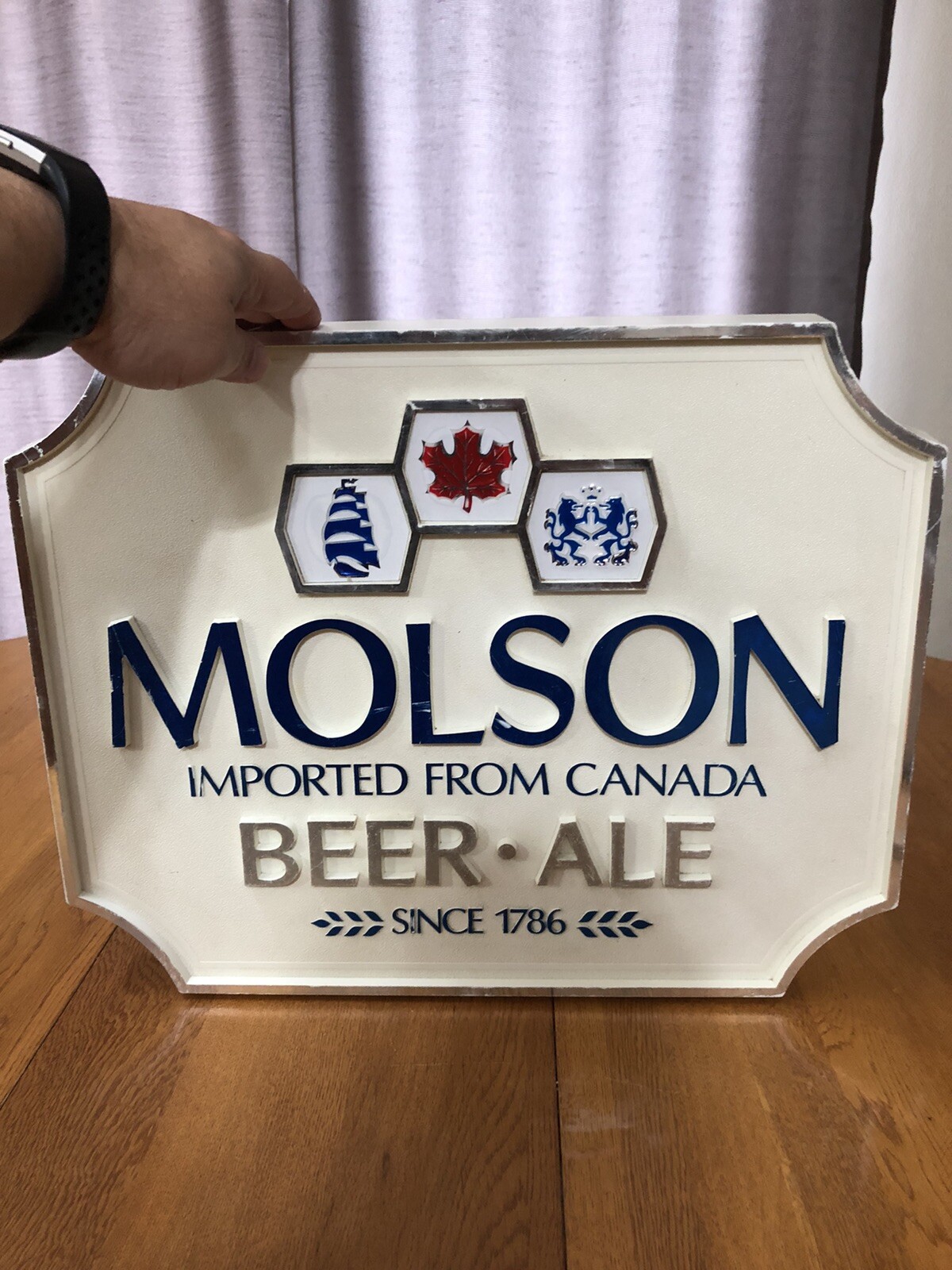 Vintage Molson Beer Ale Canada 1786 Molded 3D Plastic Sign Man Cave Bar ...