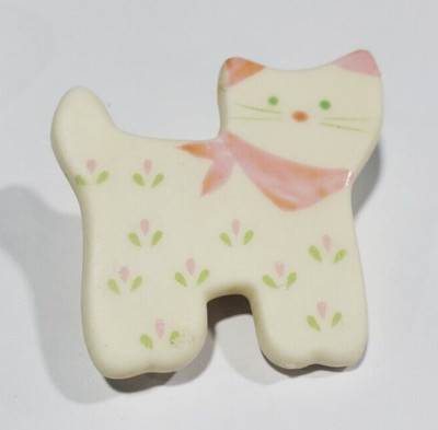 Hallmark Little Gallery Lapel Pin~ Porcelain Cat / Kitten With Pink ...