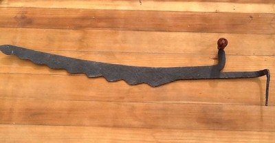 Rustic Farmhouse Hay Knife Saw Steel wood Black Primitive Barn Antique ...
