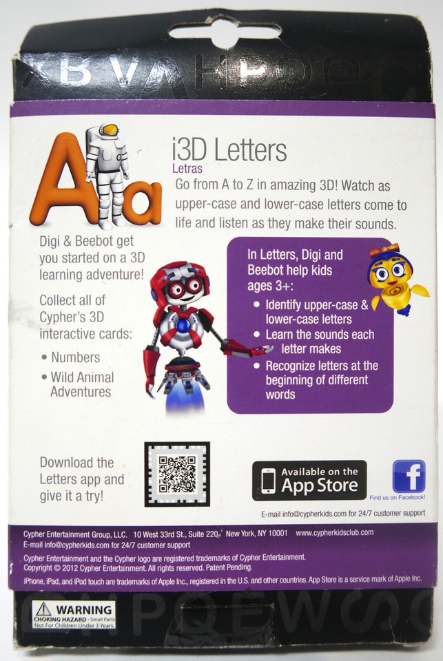 Cypher Kids Club i3D Interactive Learning Cards - Letters New Use iPad iPhone 752229182417| eBay