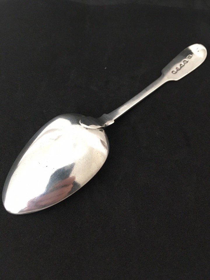 Antique Victorian London 1837 Sterling Silver Fiddleback Dessert Spoon ...