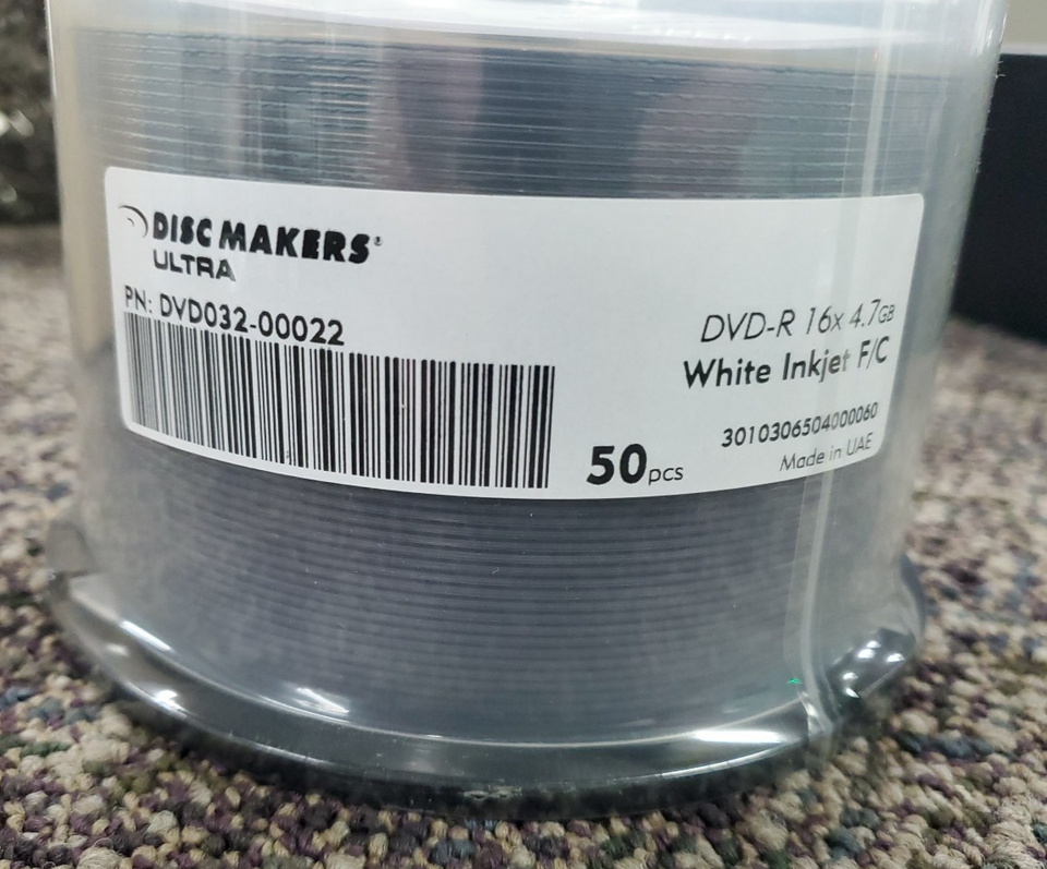 Pack Of 50 NEW Disc Makers Ultra DVD032-00022 50 Burnable Blank DVD-R ...