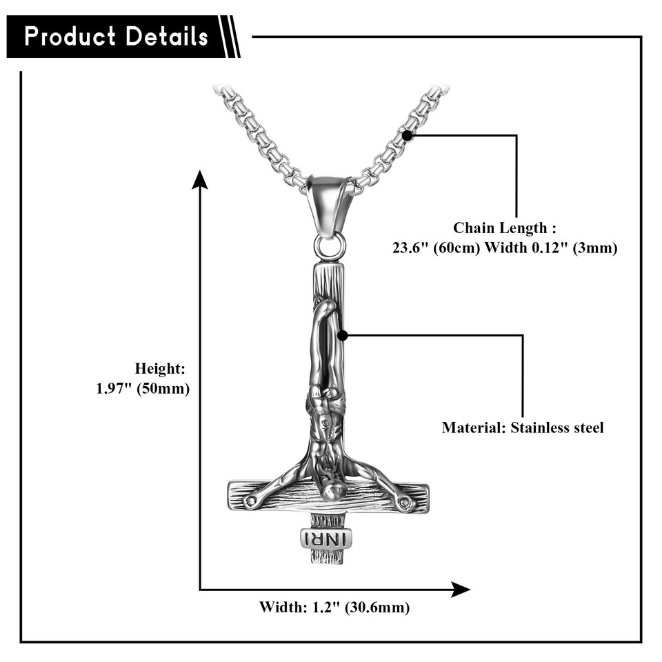 Inverted Crucifix Pendant Upside Down Cross Evil Necklace Stainless ...