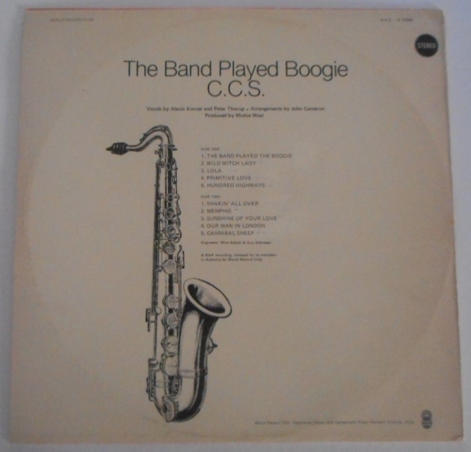 CCS The Band Played Boogie LP ~ RARE WRC AUSTRALIA ONLY Alexis Korner ...