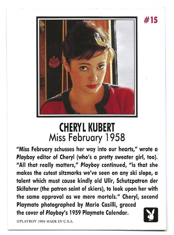 1994 Playboy Trading Cards February Ed Cheryl Kubert - Miss February ...