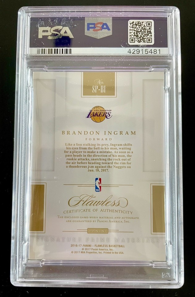 2016-17 FLAWLESS BRANDON INGRAM SIGNATURE PRIME AUTOGRAPH RC, RPA /25 ...