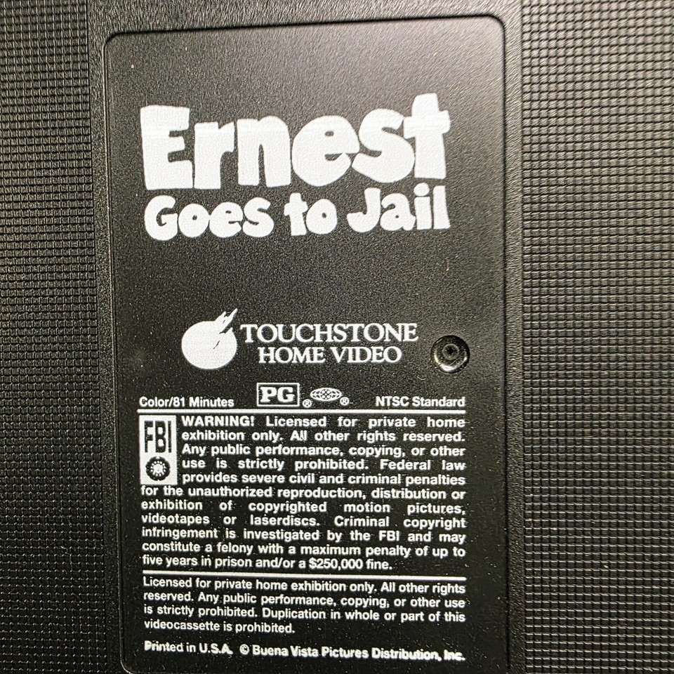 Ernest Goes to Jail (VHS, 1990) Jim Varney • Family Comedy • Touchstone ...