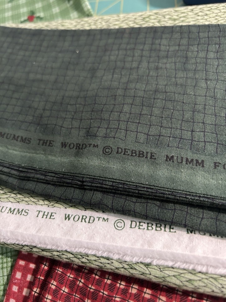 Debbie Mumm Christmas Fabric Lot Quilt Cotton Primitive Holly Leaf ...